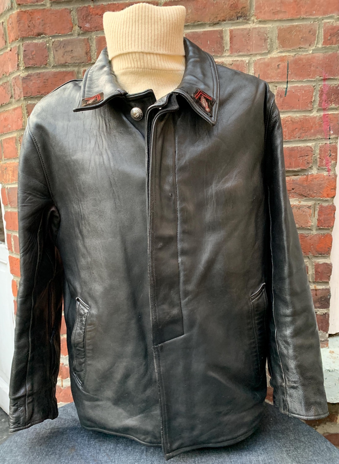 French 50s Firefighter Pompier Leather Jacket Barn Stormer Fire ...