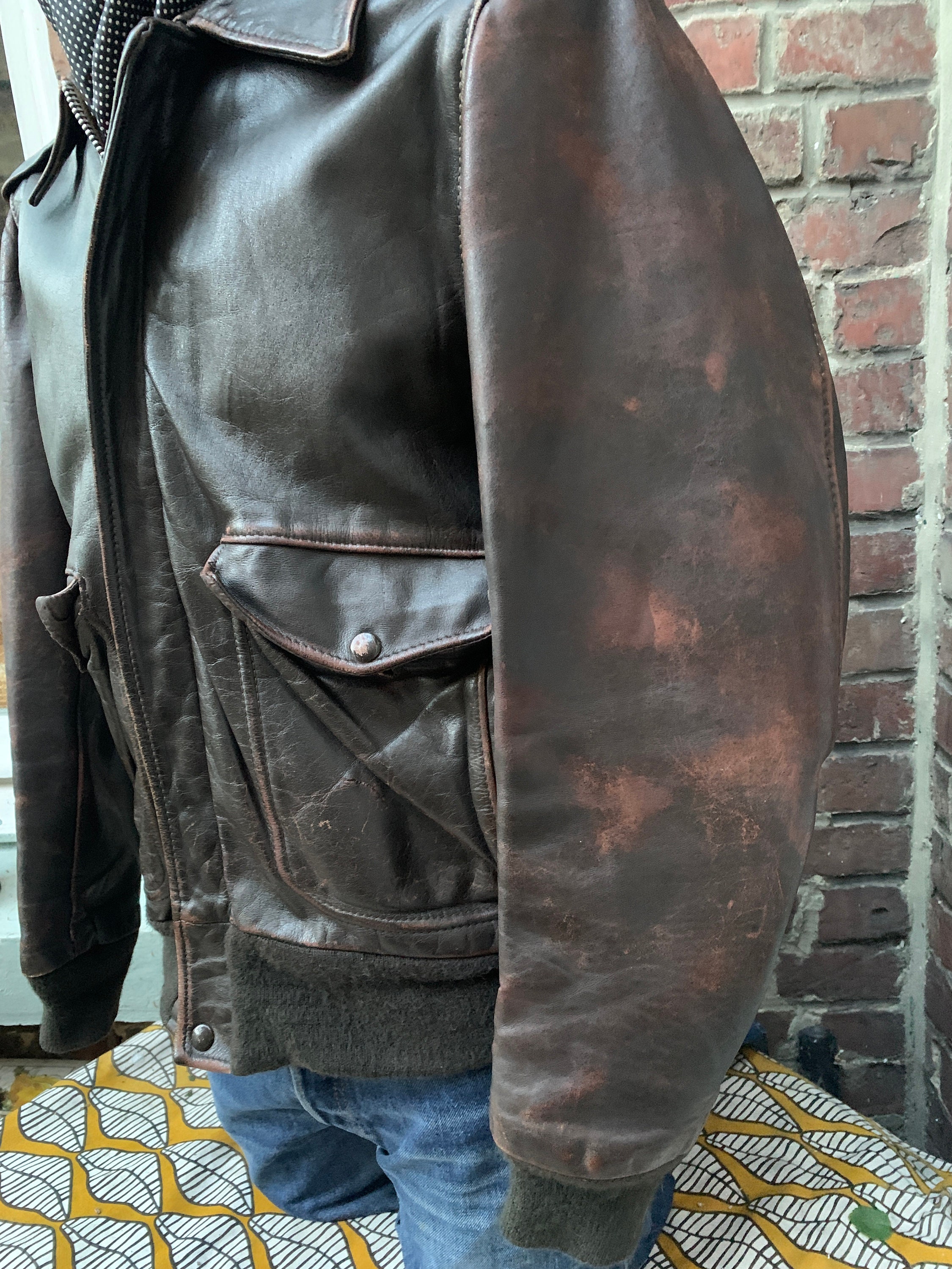 Schott Vintage Flight Jacket 1980s #674 Brown Cowhide Made Schott Vintage Flight Jacket 1980s #674 Brown Cowhide Made