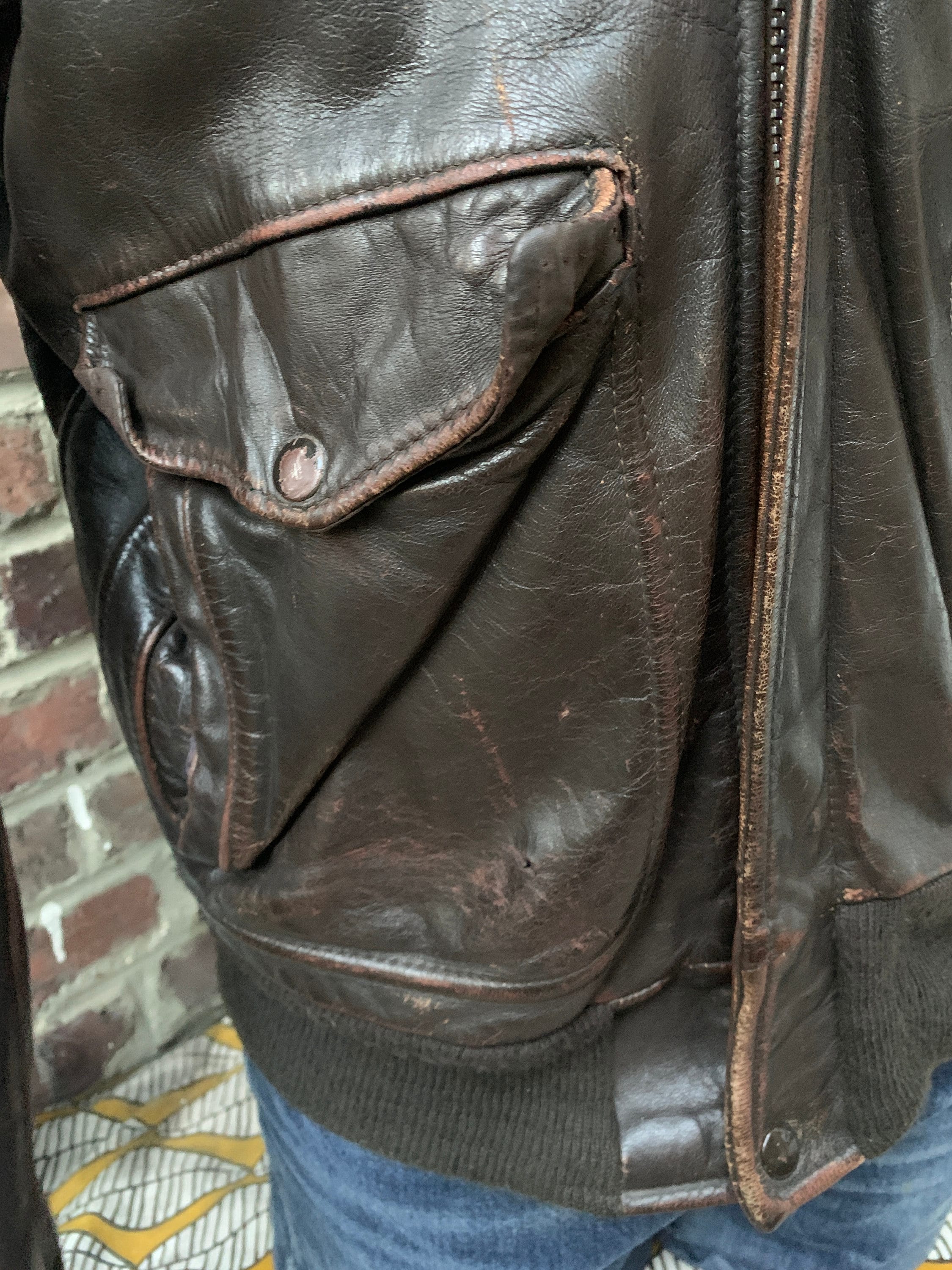 Schott Vintage Flight Jacket 1980s #674 Brown Cowhide Made Schott Vintage Flight Jacket 1980s #674 Brown Cowhide Made