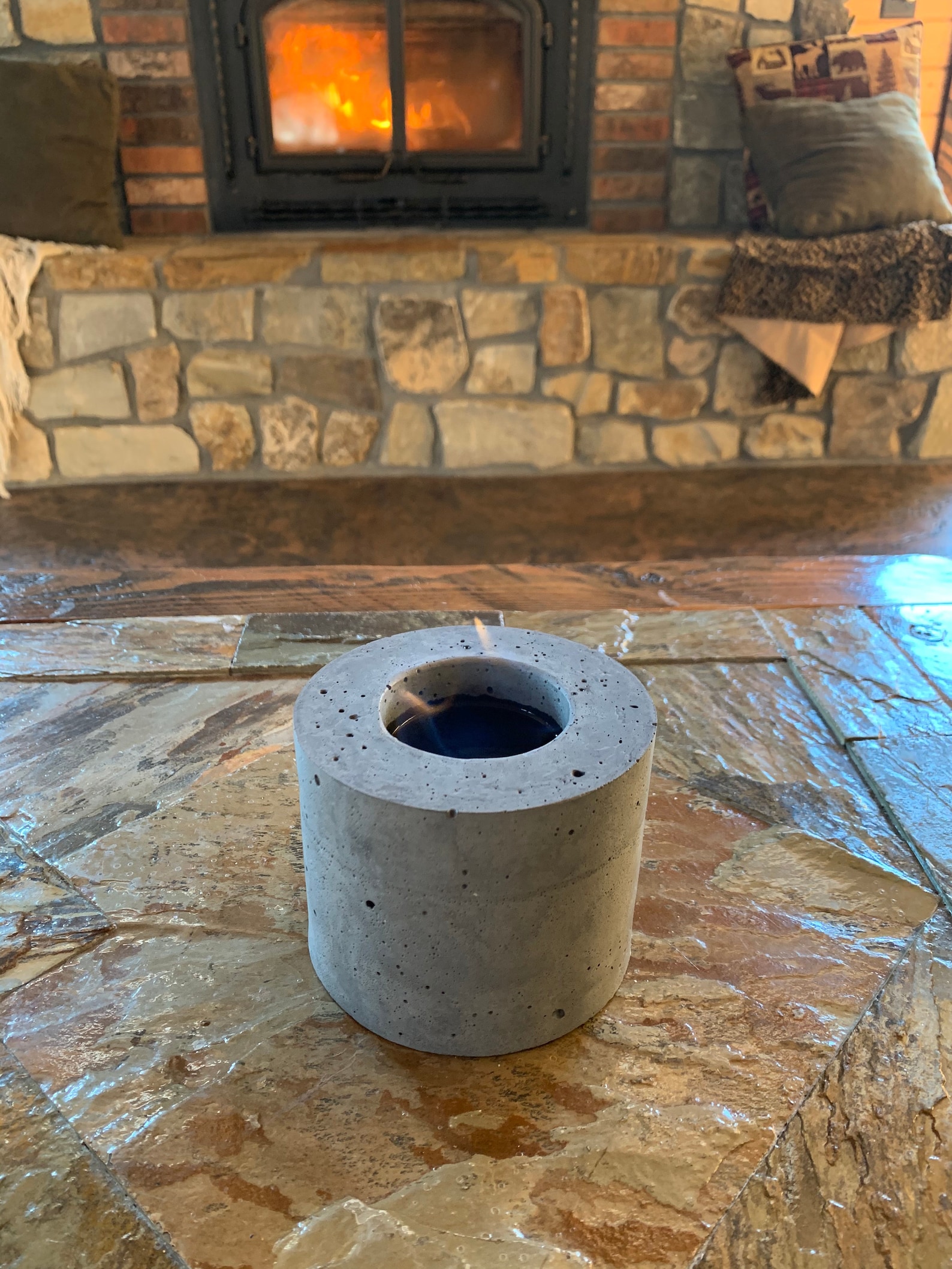 Mini Concrete Countertop Fire Pit Tabletop Fireplace - Etsy