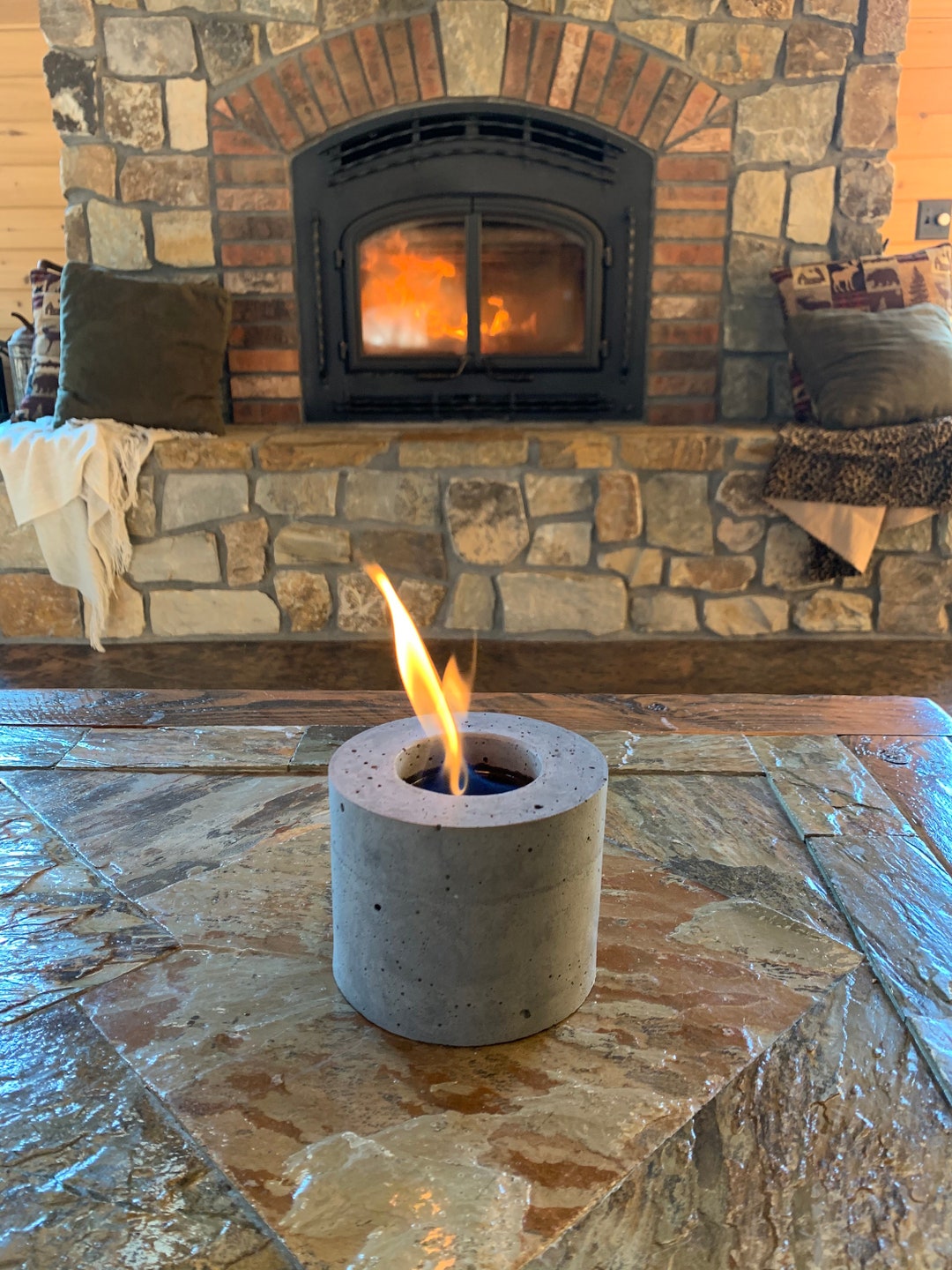 Mini Concrete Countertop Fire Pit Tabletop Fireplace - Etsy