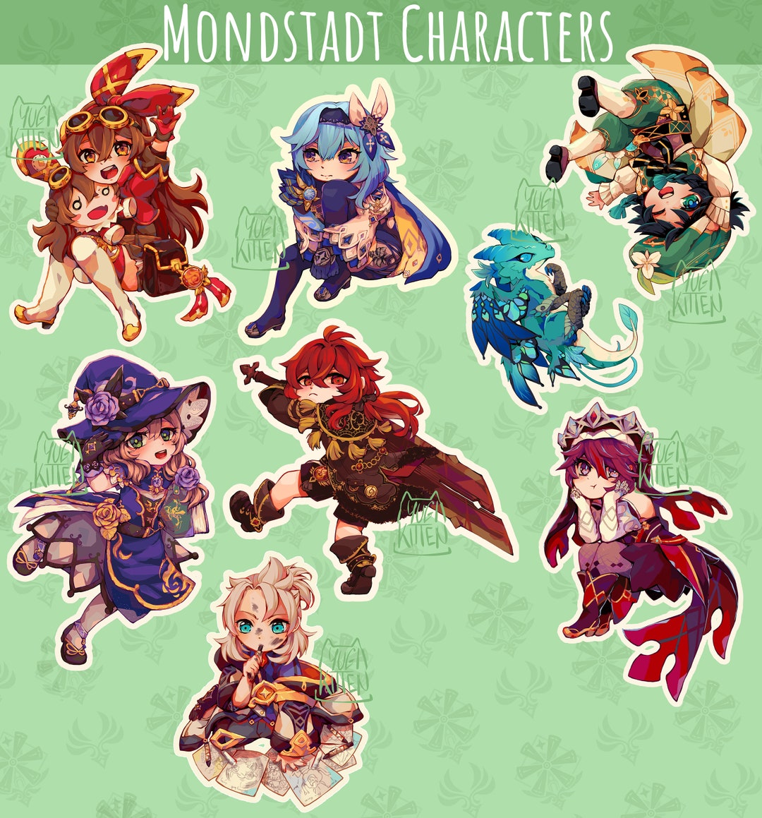 Genshin Inspired Monstadt Characters Sticker - Etsy