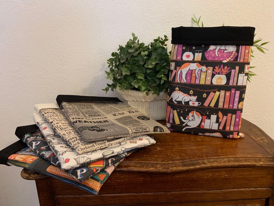 Book Case, Book Protector, Book Holder in Book-themed Printed Cotton ...