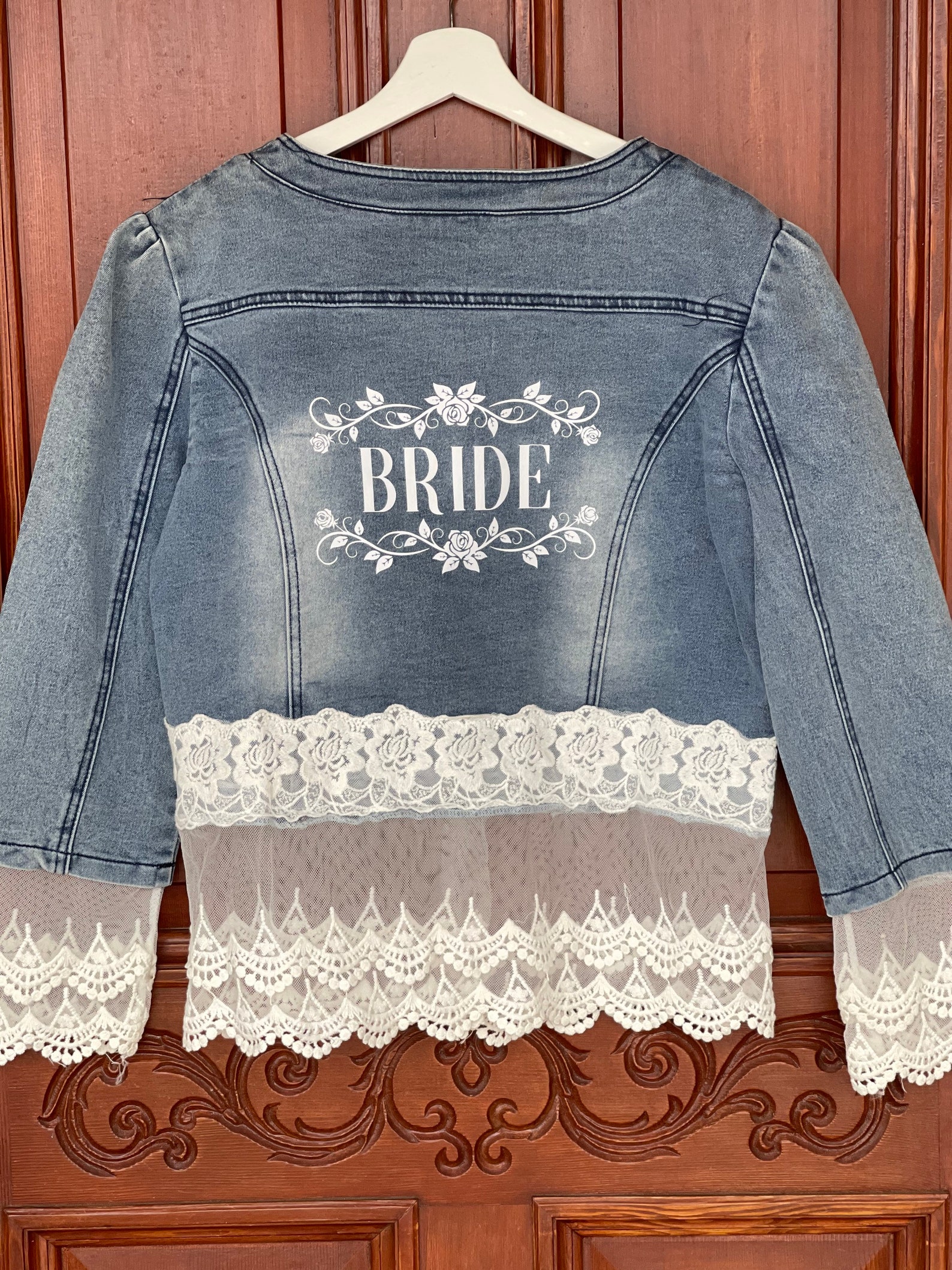 Bride Jean Jacket, Jean Jacket With Lace, Wedding Jean Jacket, Bridal ...