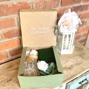 Sage Green Bridesmaid Proposal Box, Wedding Party Gift Box, Maid of ...