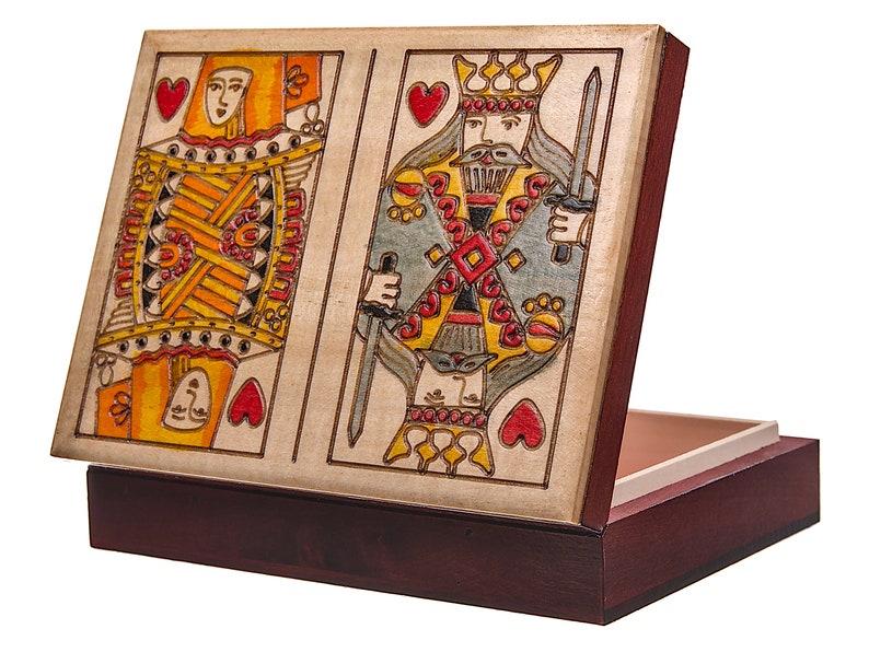 Wooden Box for Playing Cards, Playcards Box, Handmade Box, Handcarved ...
