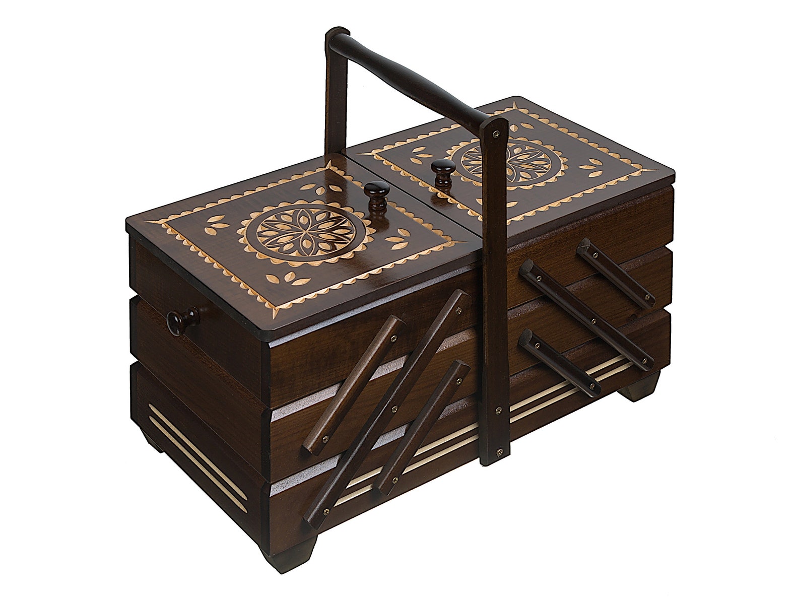 Big Wooden Sewing Box, Thread Box, Organizer for Small Items, Foldable ...