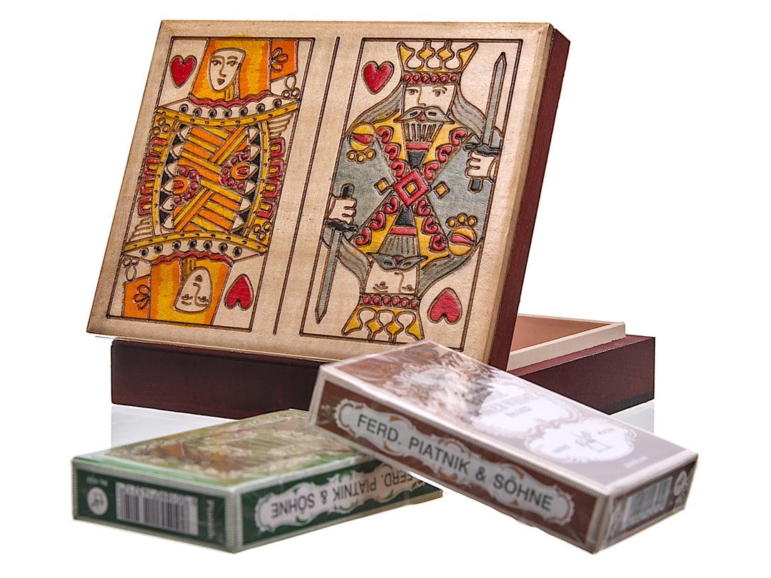 Wooden Box for Playing Cards, Playcards Box, Handmade Box, Handcarved ...