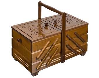 Vintage Wood Sewing Box Thread Lid Handle Oval Scalloped Edge - Etsy