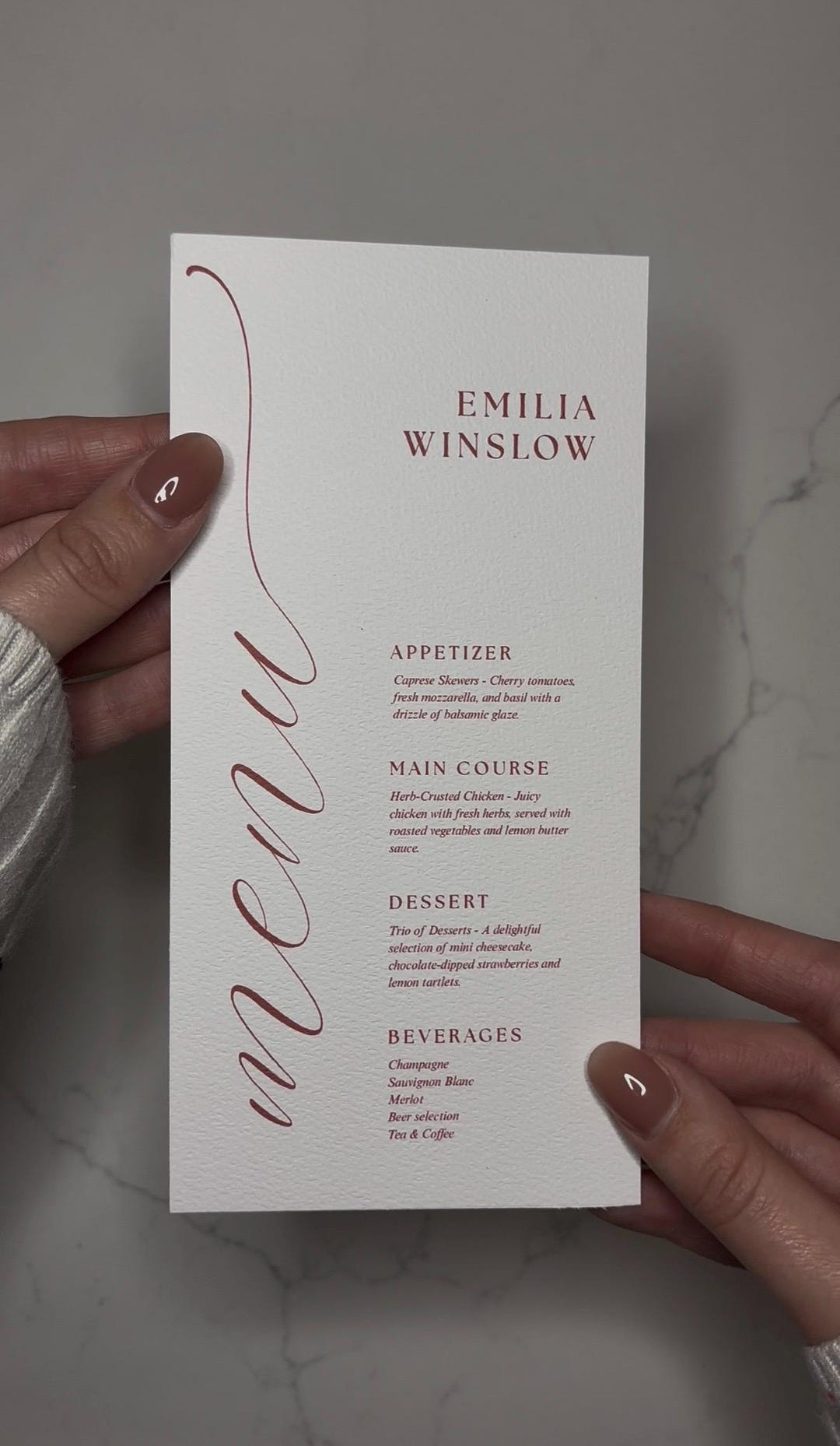 Wedding Menu With Names | Personalised Menus for Wedding Place Settings ...