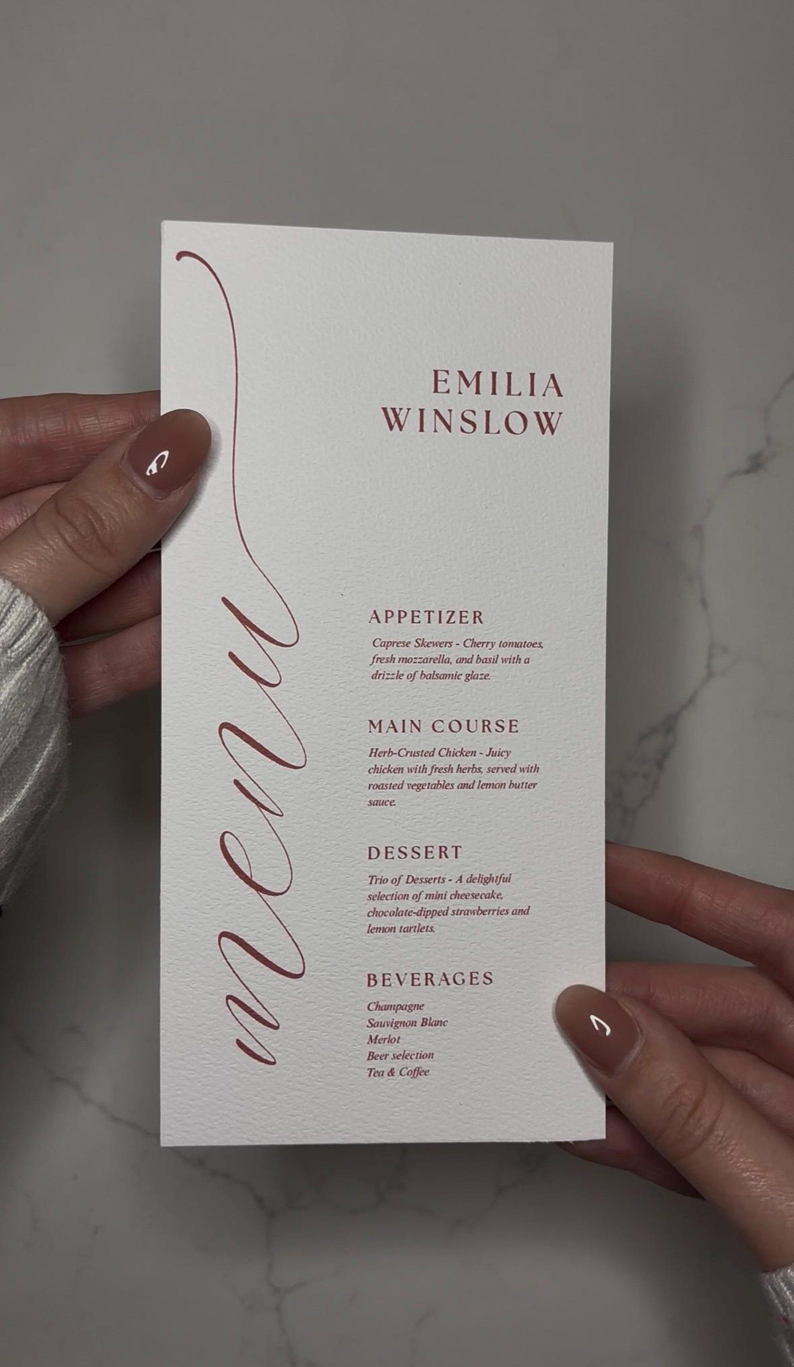 Wedding Menu With Names | Personalised Menus for Wedding Place Settings ...