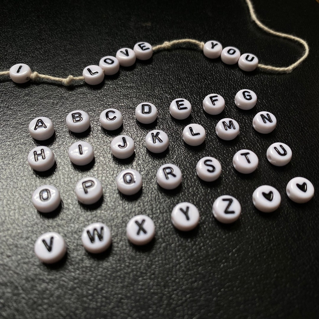 CHOOSE YOUR LETTERS - Black and White Letter Beads - Etsy