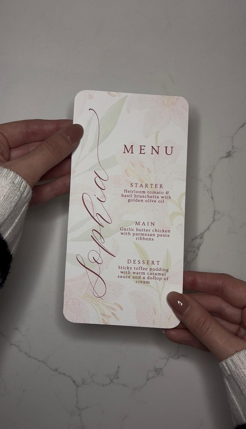Wedding Menu With Names | Personalised Menus for Wedding Place Settings ...