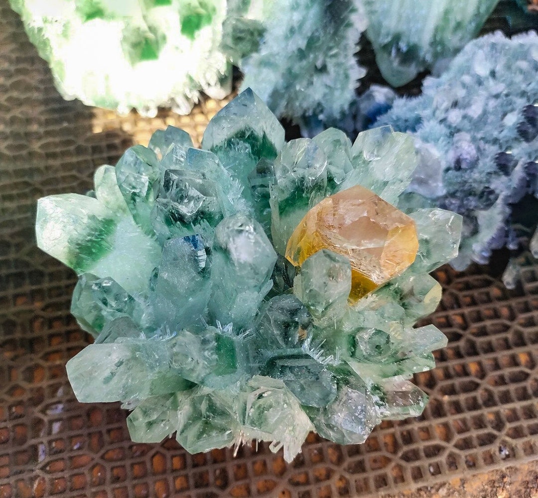 Green Ghost Quartz Crystal Cluster Crystal Cluster Stones - Etsy