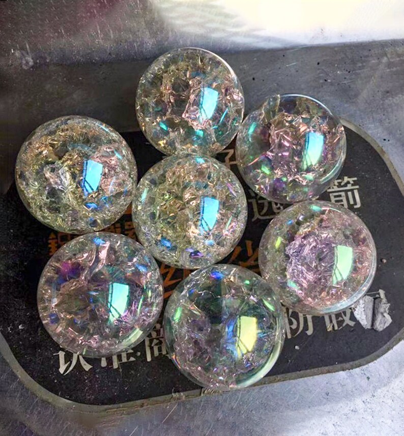 Angel Aura Crackle Quartz Sphere Aura Quartz Crystal Ball - Etsy
