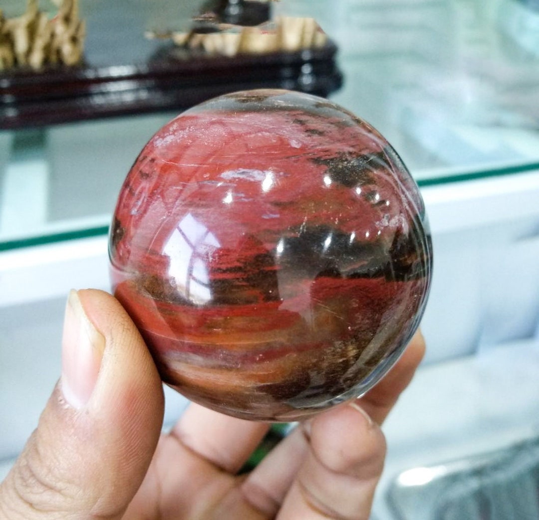 Petrified Wood Sphere Red Rose Petrified Wood Crystal Ball - Etsy