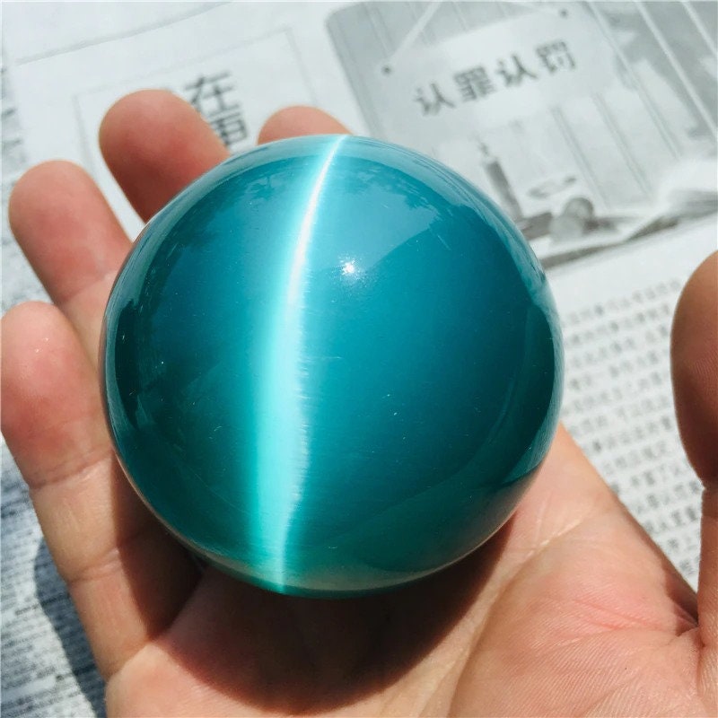 Blue Cat Eye Crystal Ball Blue Cat Eye Sphere - Etsy