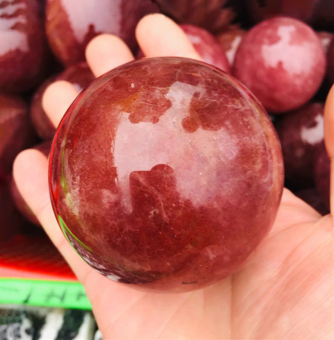 Rare Strawberry Crystal Sphere Natural Strawberry Quartz Crystal Ball ...