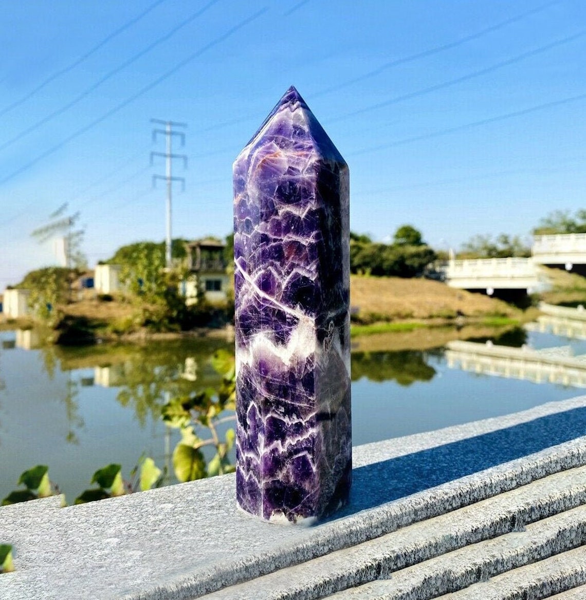 Large Amethyst Tower Big Size Natural Dream Amethyst Point - Etsy