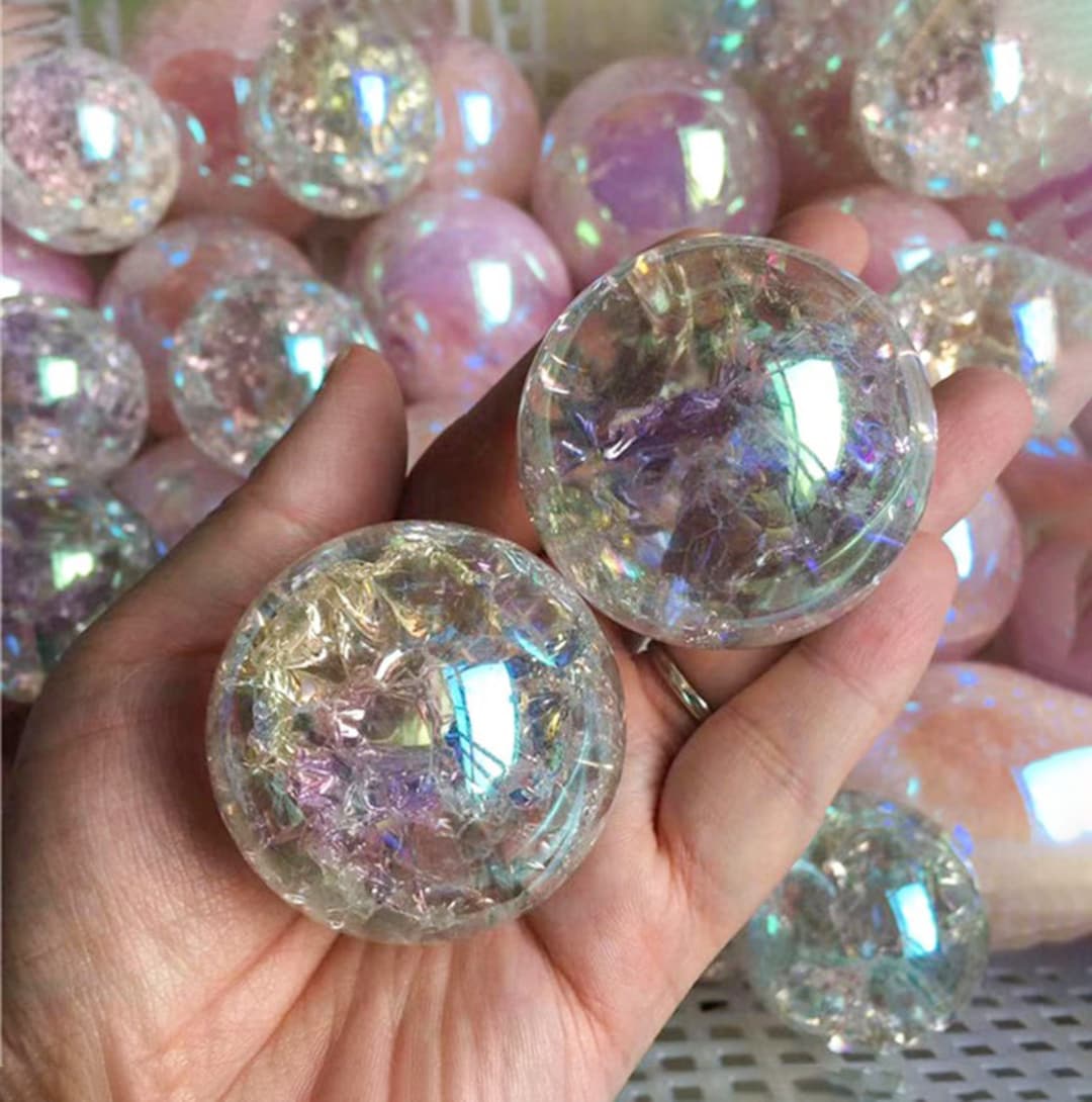 Angel Aura Crackle Quartz Sphere Aura Quartz Crystal Ball Crystal ...