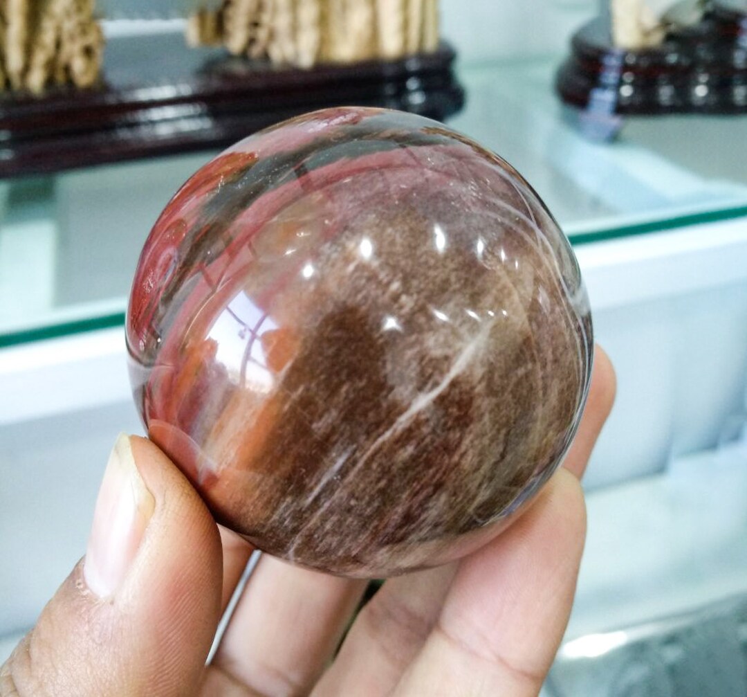 Petrified Wood Sphere, Red Rose Petrified Wood Crystal Ball, Powerful ...