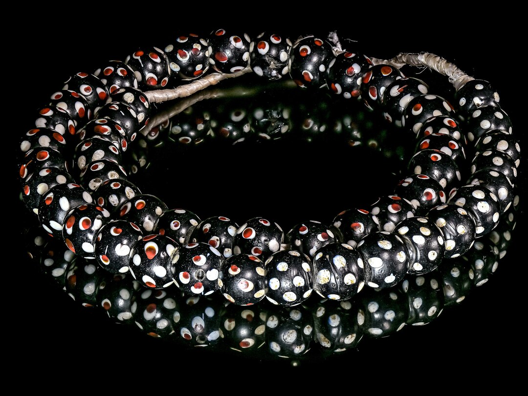 Strand of Venetian Black skunk Beads With Red and - Etsy
