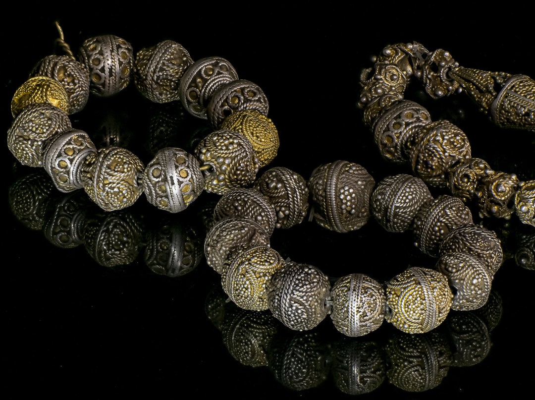 Rare Antique Granulated Silver and Gold Washed Beads From - Etsy