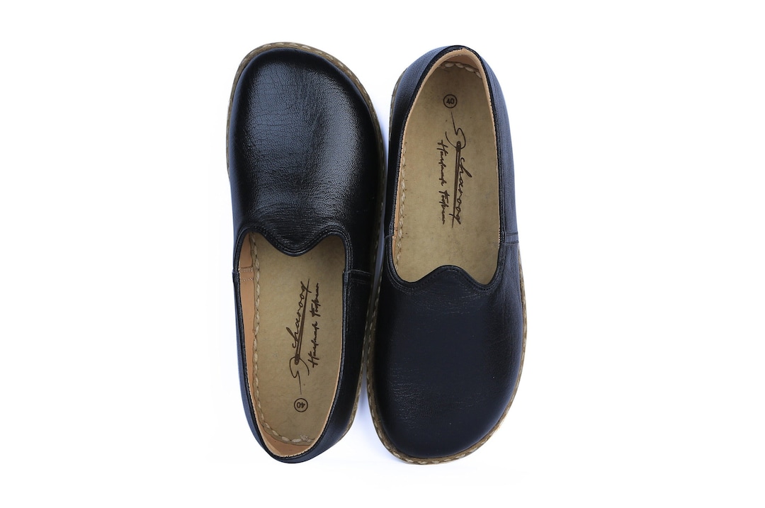 Men's Wide Toe Box Shoes, Natural Leather, Authentic Comfy House Shoes ...