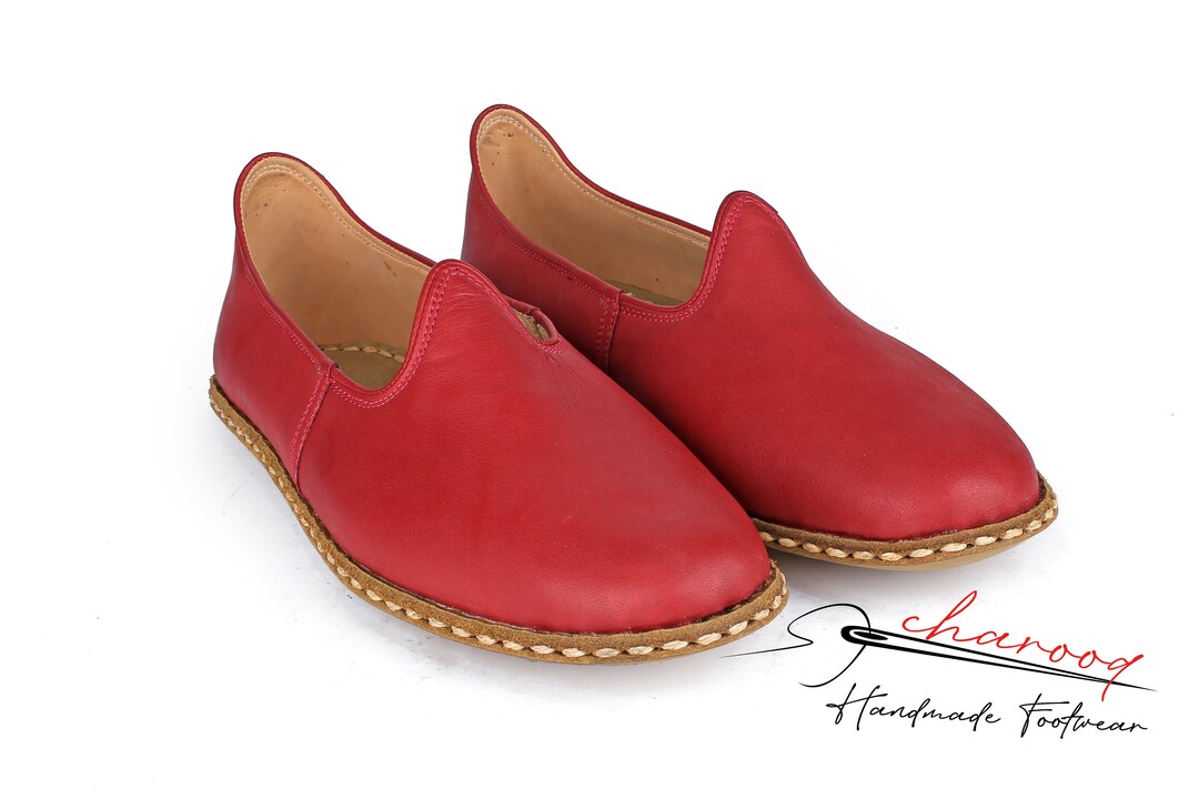 Men's Heritage, Comfort Leather Shoes, Chilli Red Color House Shoes ...
