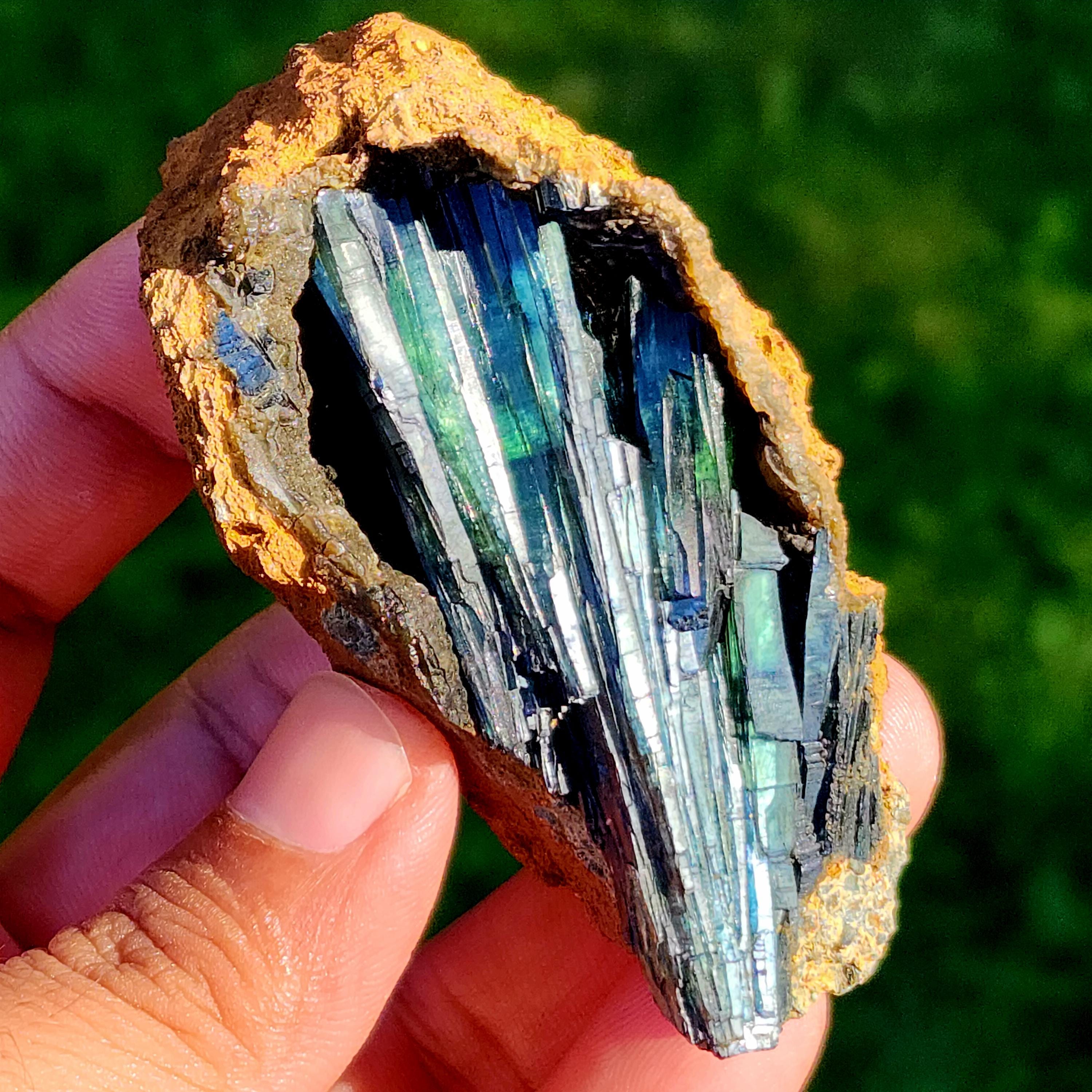 Extremely Stunning Vivianite Cluster Geode From Brazil Rare Crystal