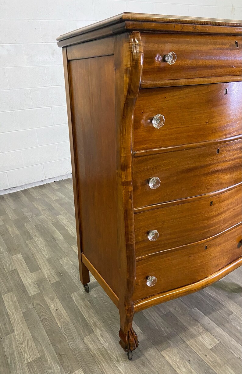 Vintage American Empire Style Claw Foot Five Drawer Chest of - Etsy