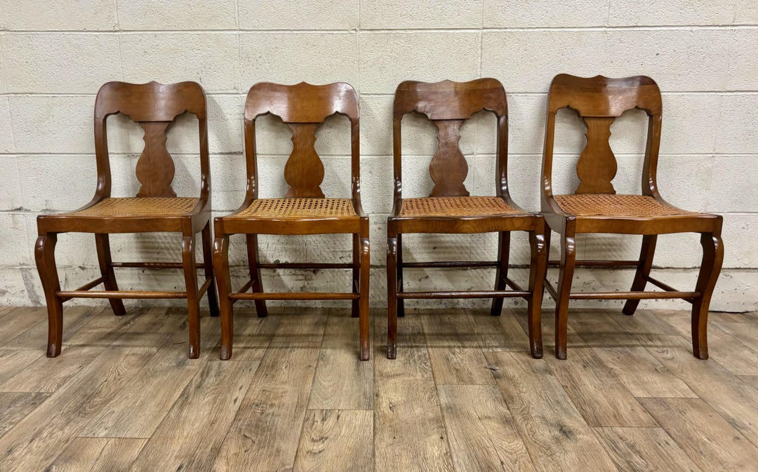 Antique Burled Tiger Maple Birdseye Maple Cane Seat Dining Chairs - Etsy