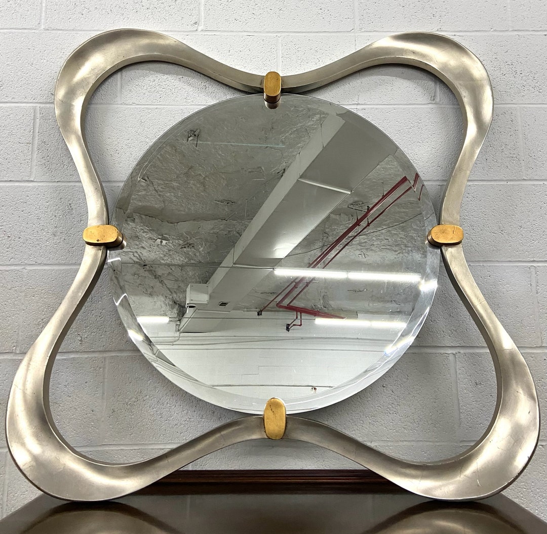 Vintage MCM Bassett Mirror Co Silver With Gold Leaf Mirror - Etsy