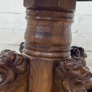 Antique Victorian Carved Oak Lion Head Claw Foot Pedestal Dining Table ...
