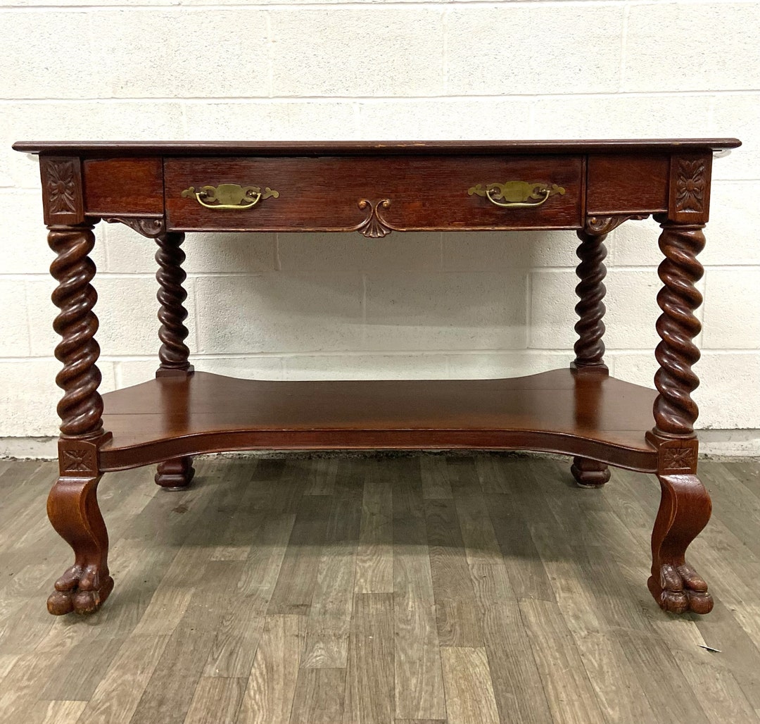 Vintage French Style Barley Twist Claw Foot Writing Desk Writing Table ...