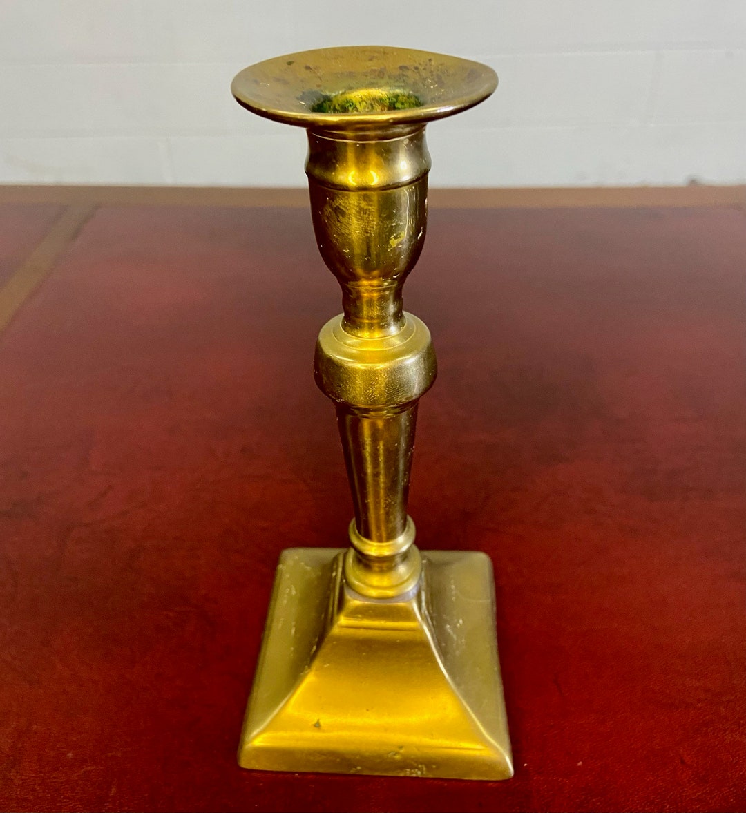 Vintage Brass Candlestick Holder With Rectangular Base - Etsy