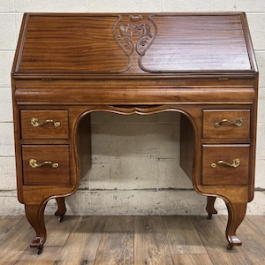 Vintage Victorian Style Carved Fall Front Drop Front Secretary Desk - Etsy