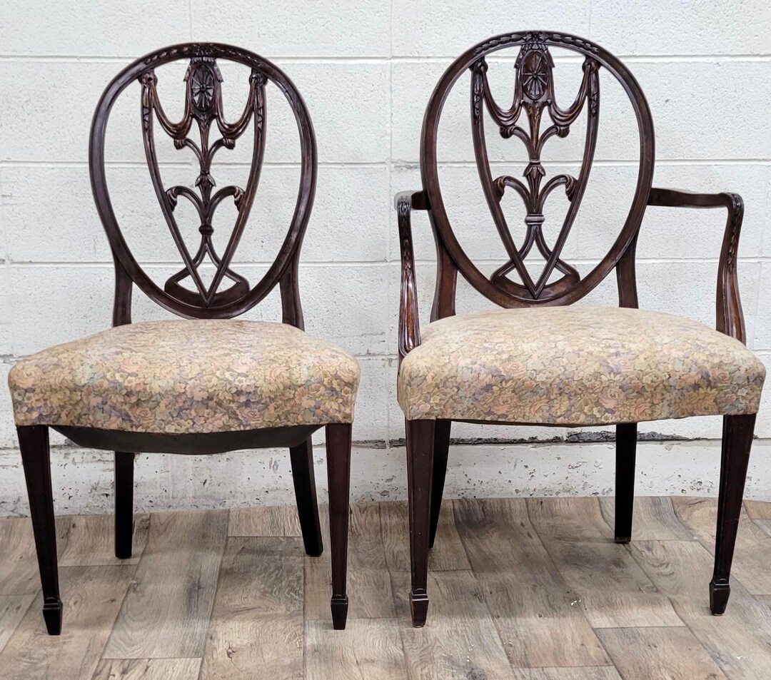 Vintage Georgian Federal Hepplewhite Style Shield Back Dining Chairs ...