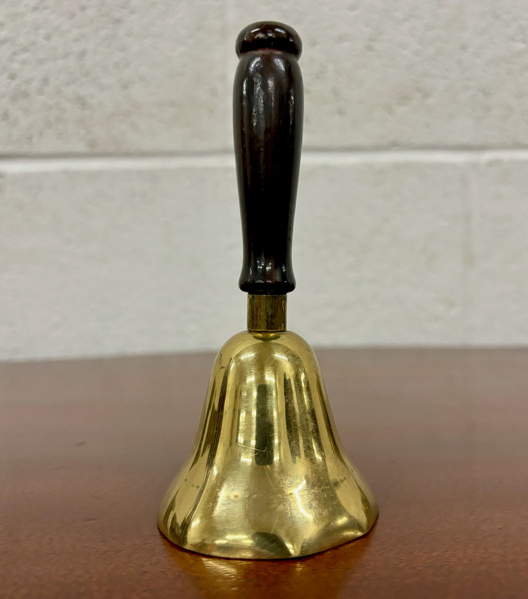 Vintage Brass Bell With Black Wooden Handle - Etsy