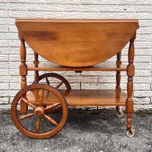 Vintage Solid Maple Drop Leaf Bar Cart Tea Cart - Etsy