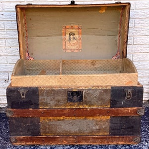 Antique Camel Top Steamer Trunk - Etsy