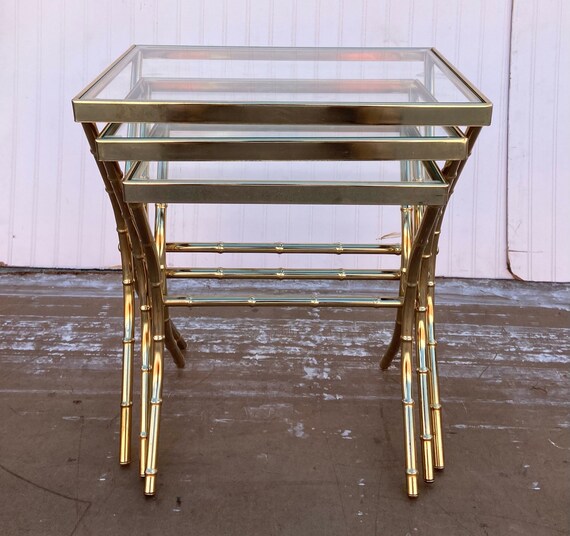 Antique brass nesting tables store