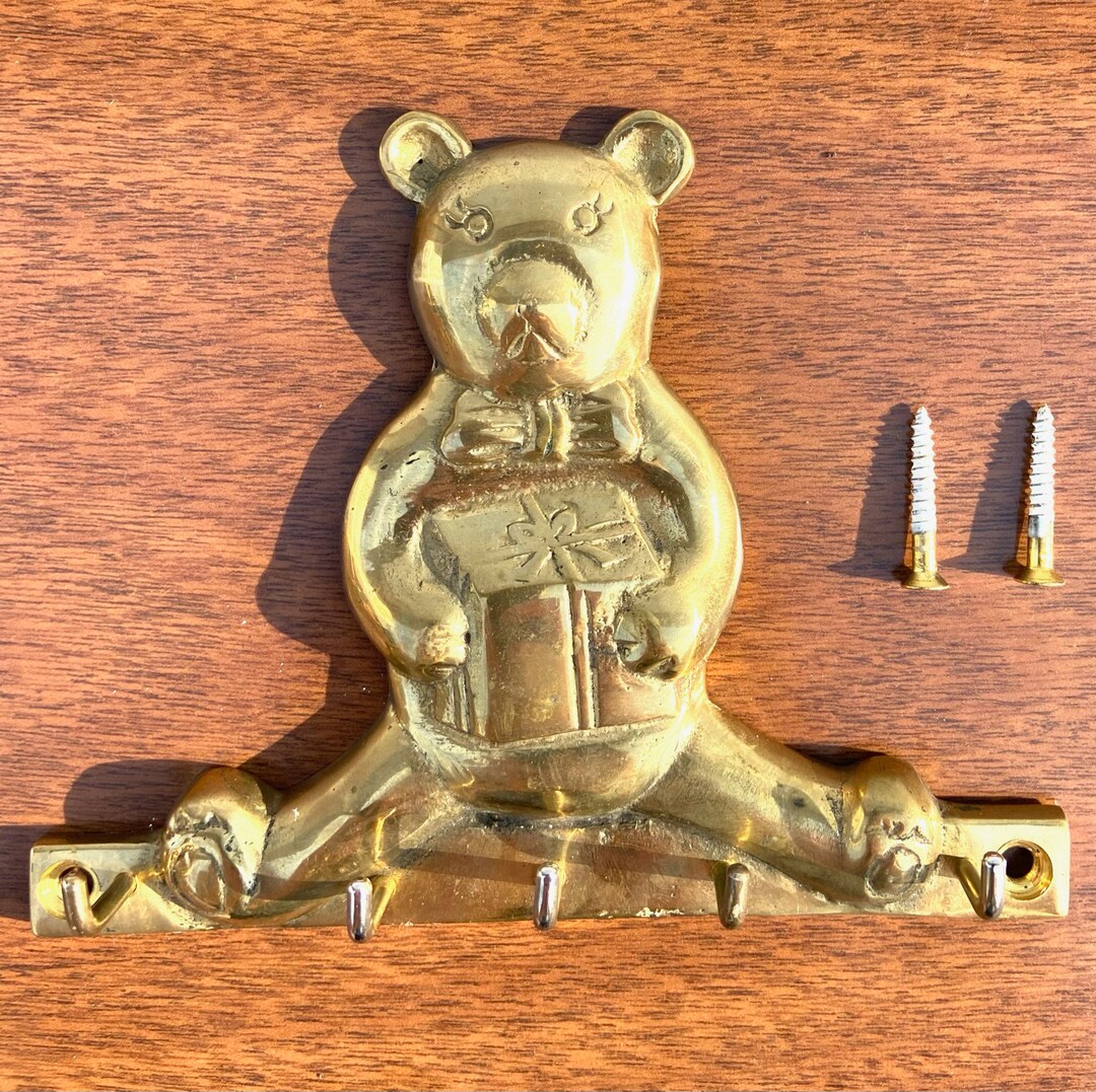 Vintage Brass Bear Key Holder Rack - Etsy