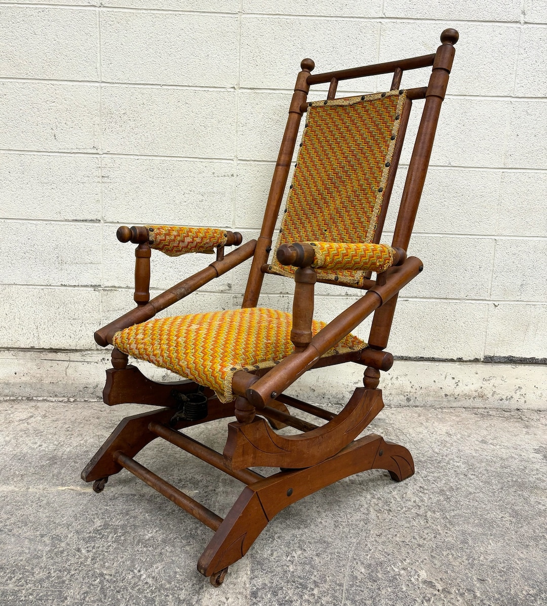 Antique Victorian Hunzinger Style Upholstered Spring Rocker - Etsy