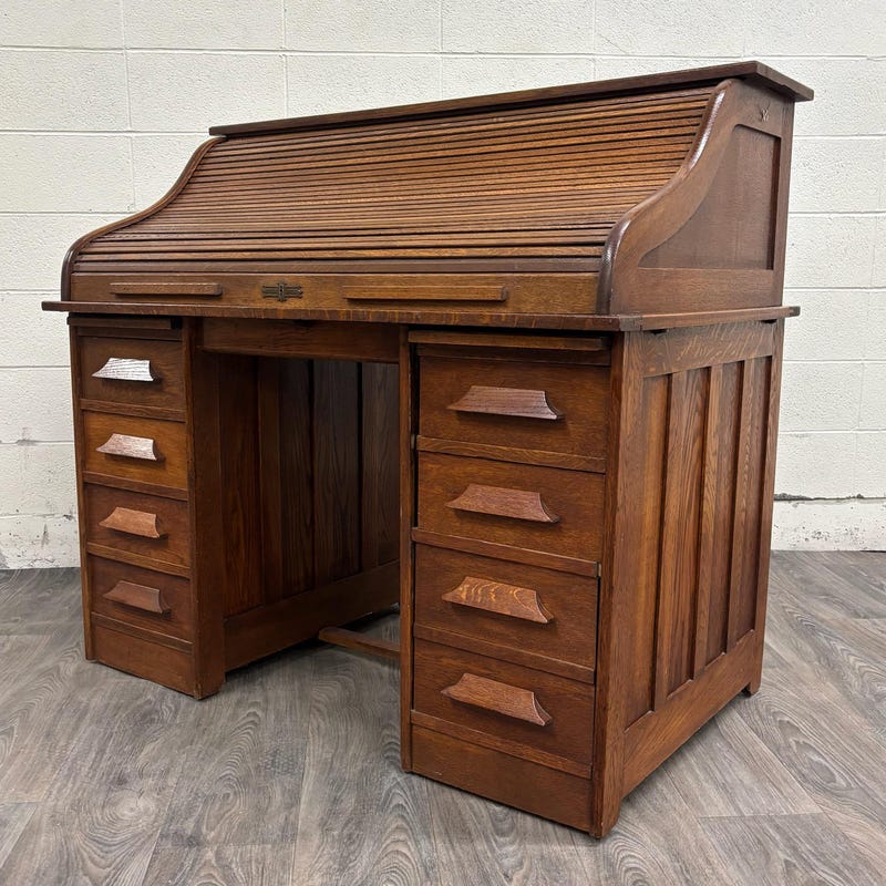 Vintage Antique Roll Top Desk - Etsy