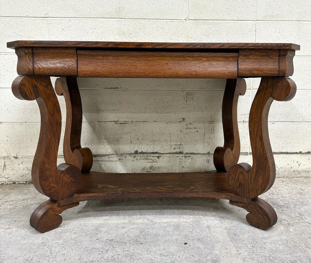 Antique American Empire Style Tiger Oak Library Table Server Desk - Etsy