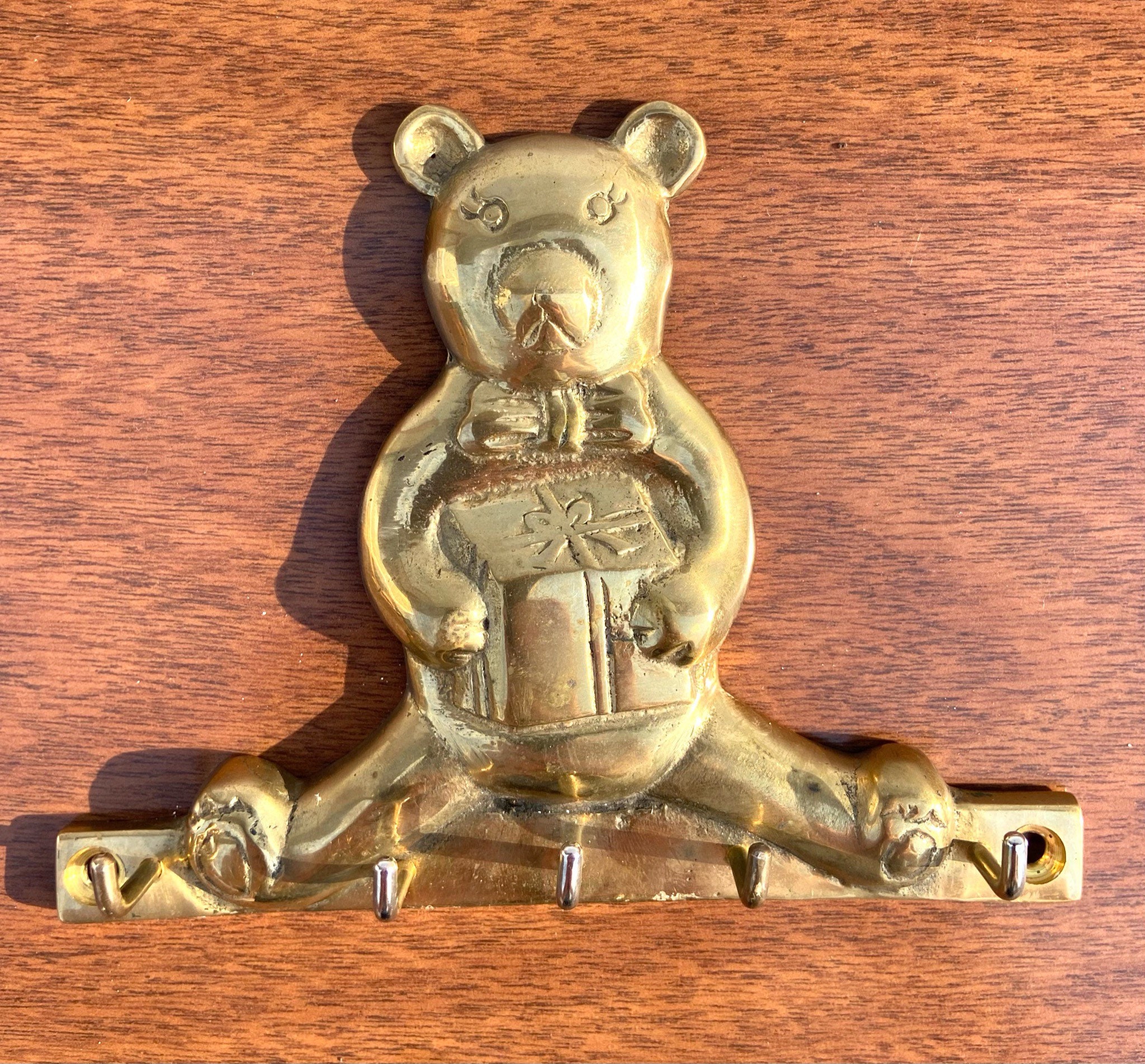 Vintage Brass Bear Key Holder Rack - Etsy
