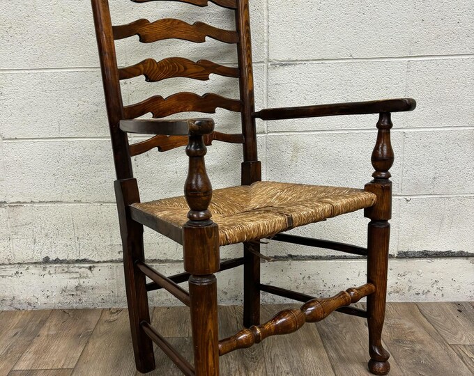 Vintage French Country Rush Seat Ladderback Dining or Occasional Chair ...