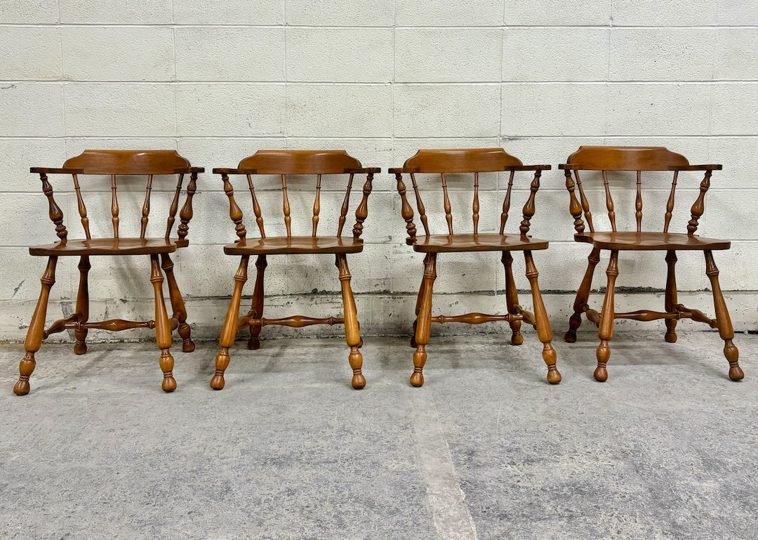 Vintage Ethan Allen Heirloom Colonial Early American Style Chairs Set ...