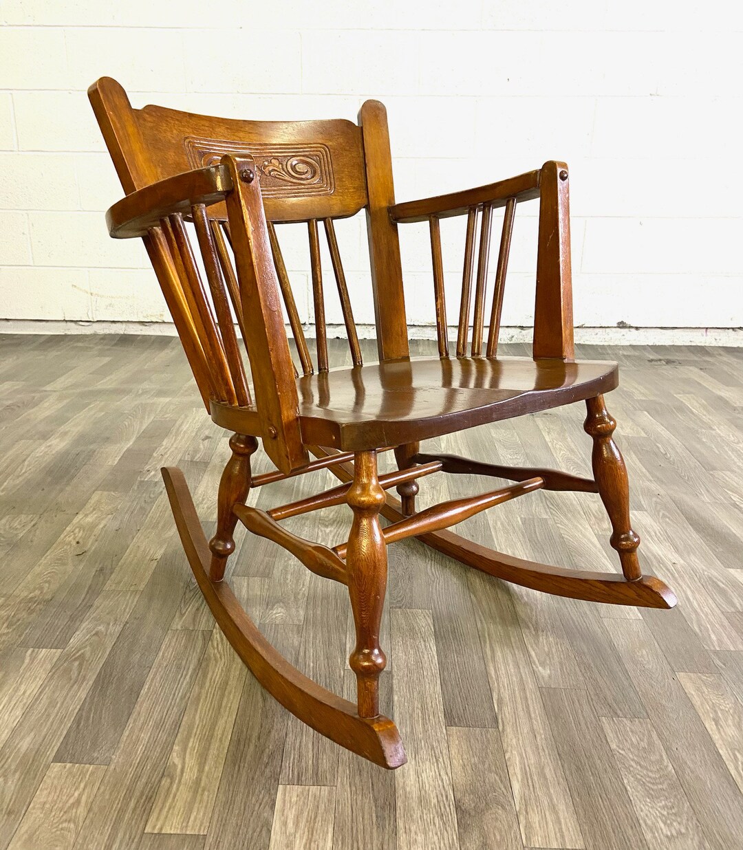 Vintage or Antique Victorian Style Pressed Back Spindle Rocking Chair ...